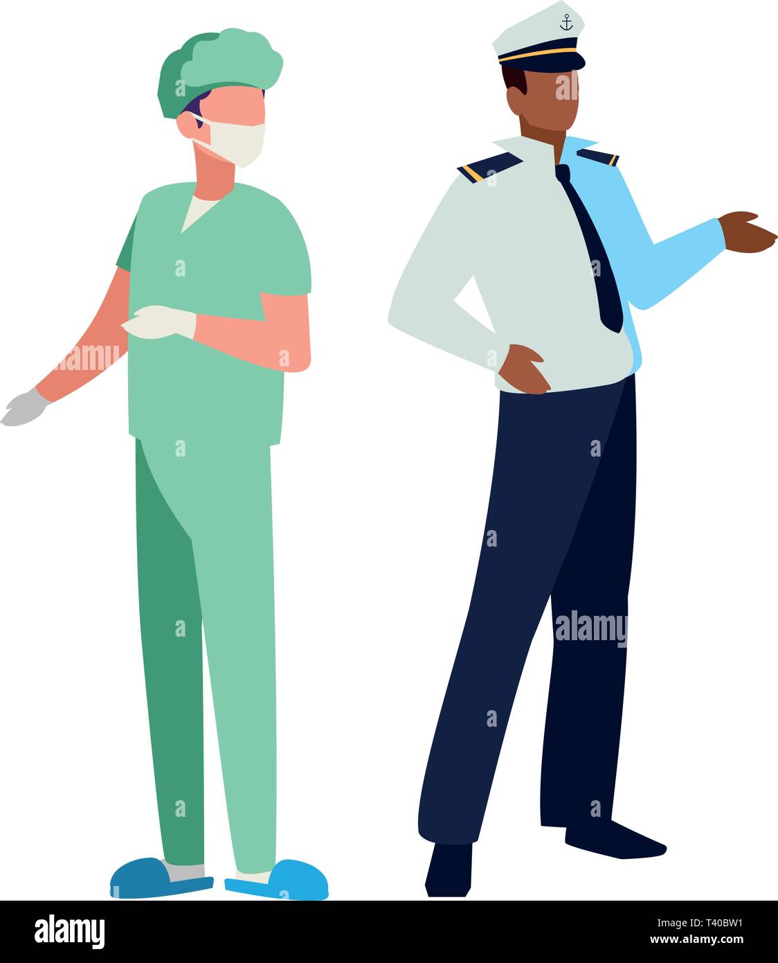 couple of professional workers characters vector illustration design ...