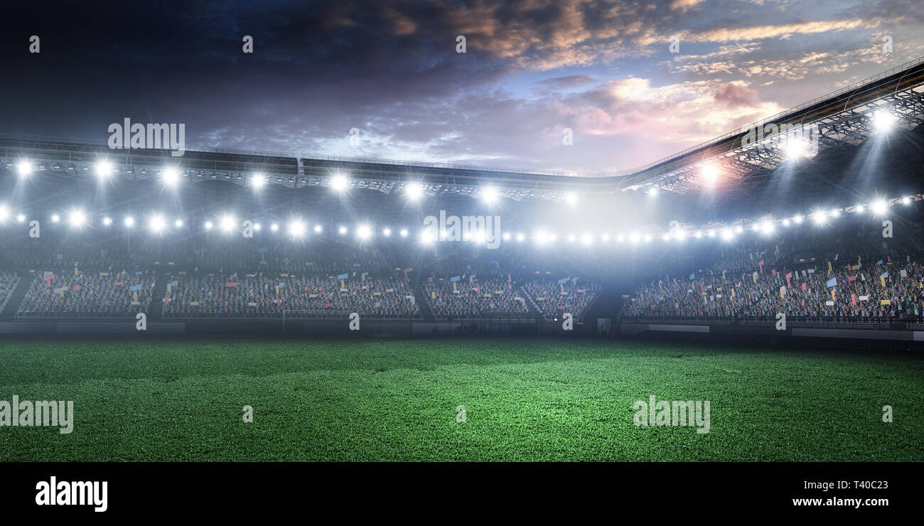 Tennis arena at night with spotlights Stock Photo - Alamy