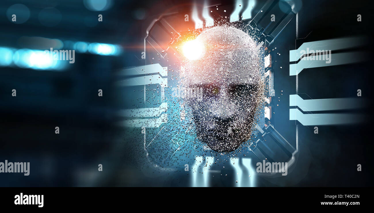 Digital head, artificial intelligence concept Stock Photo - Alamy