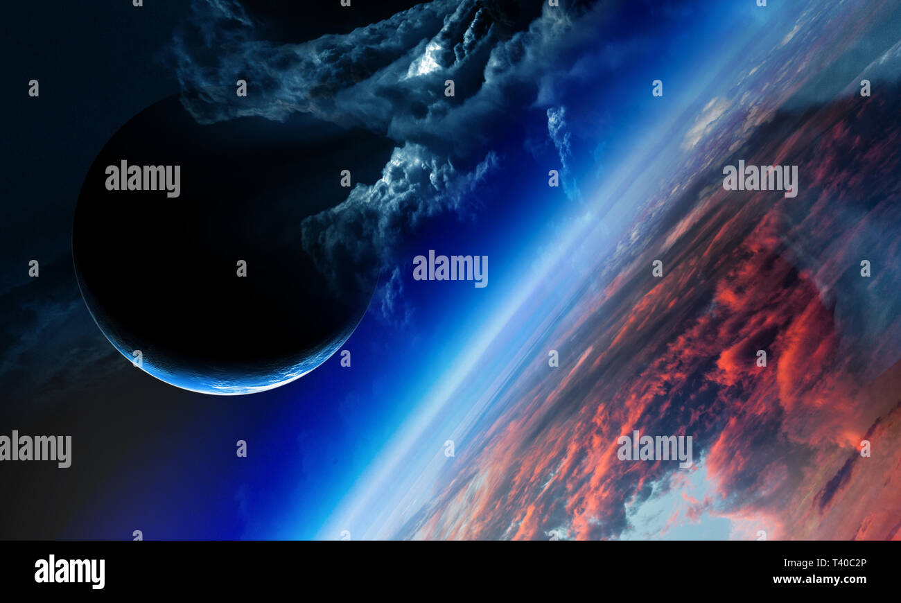 Abstract planets and space background Stock Photo - Alamy