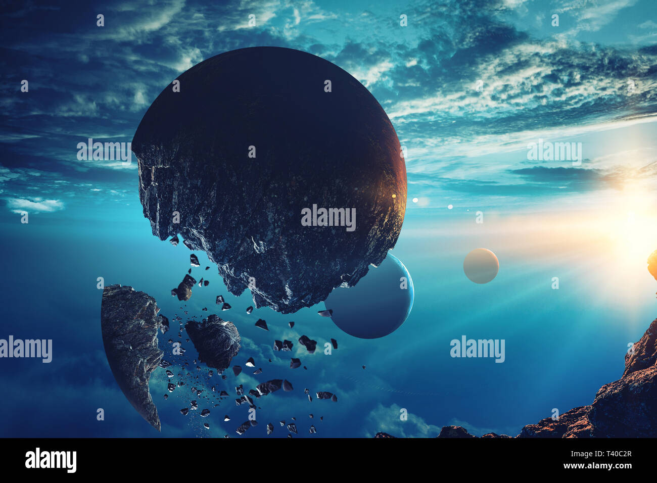 Abstract planets and space background Stock Photo - Alamy