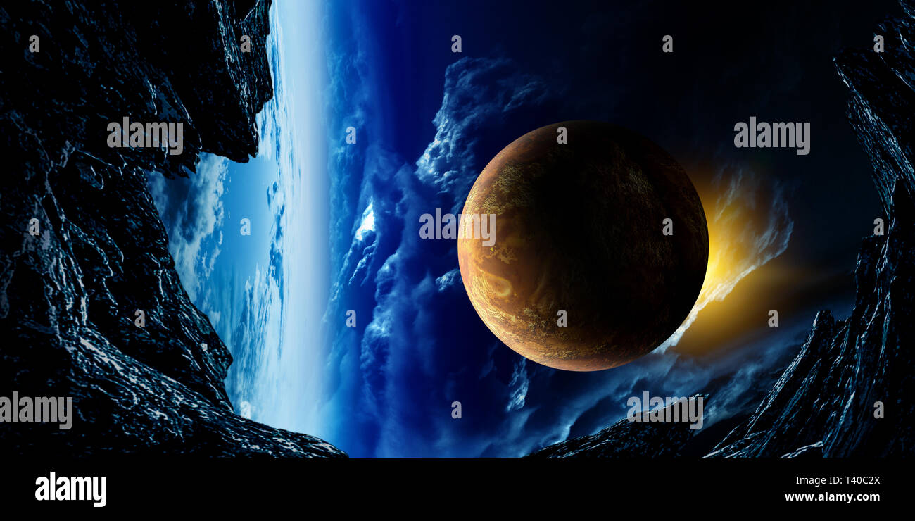Abstract planets and space background Stock Photo - Alamy