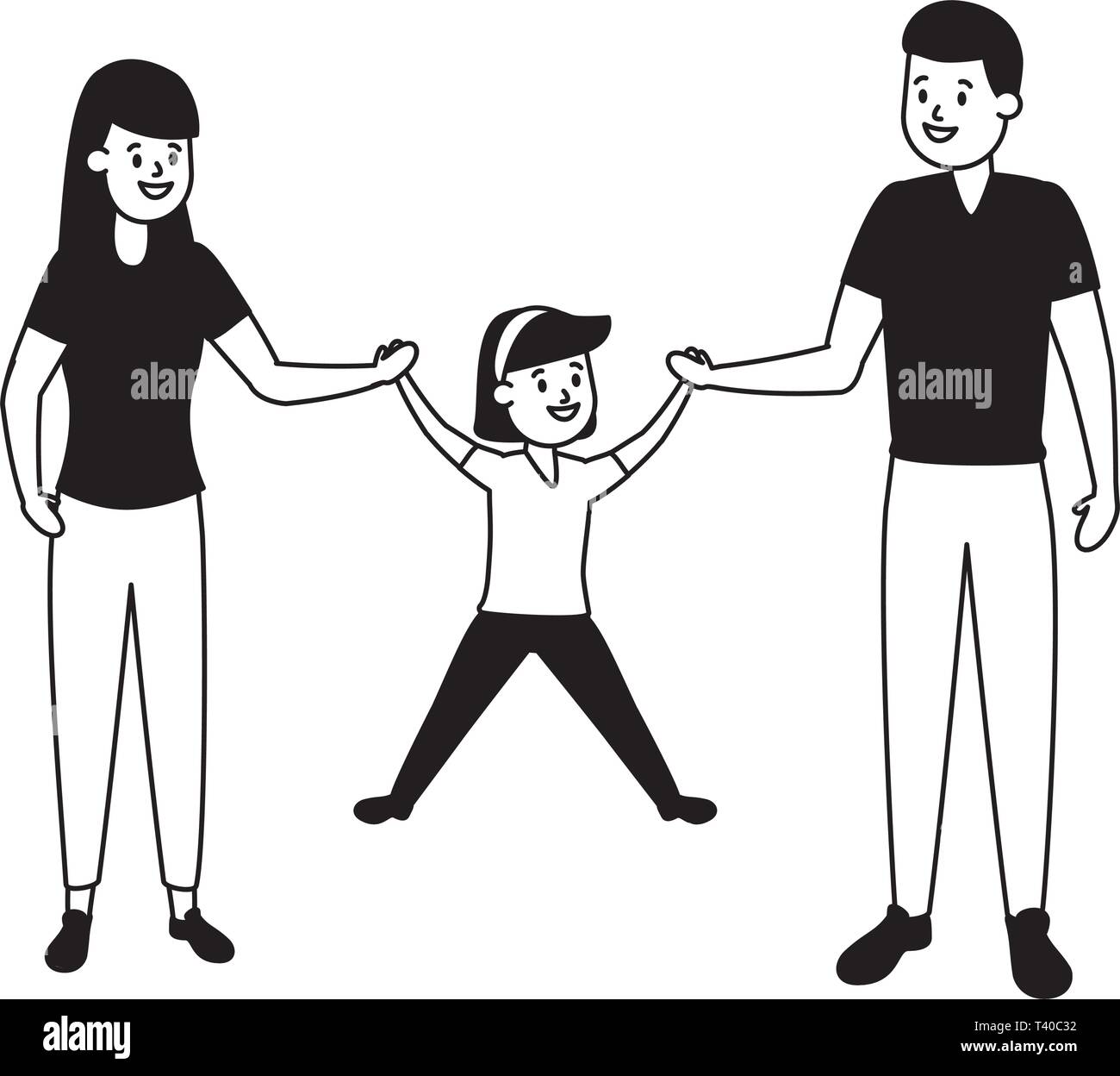 dad mom and daughter Stock Vector Image & Art - Alamy