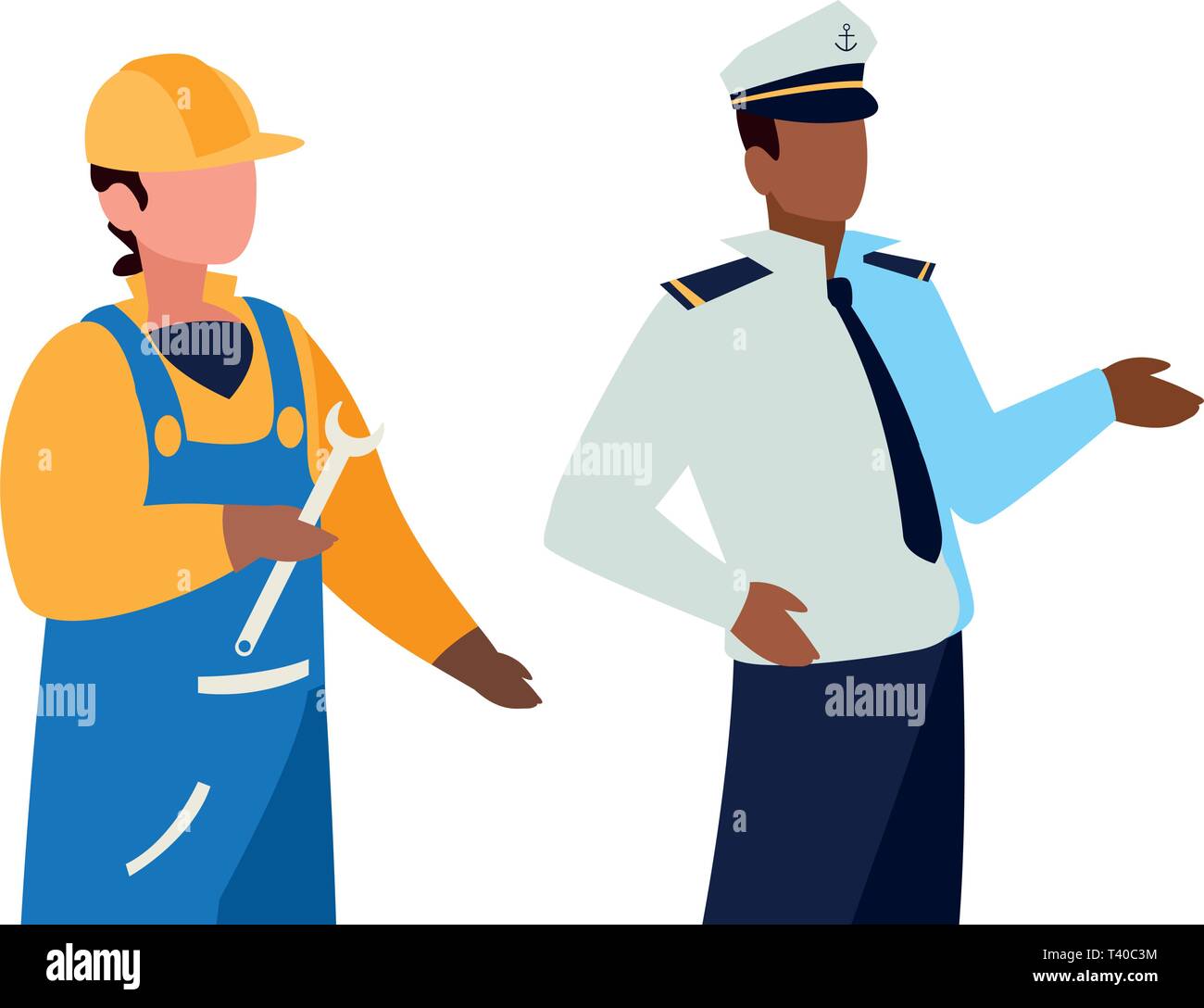 couple of professional workers characters vector illustration design ...