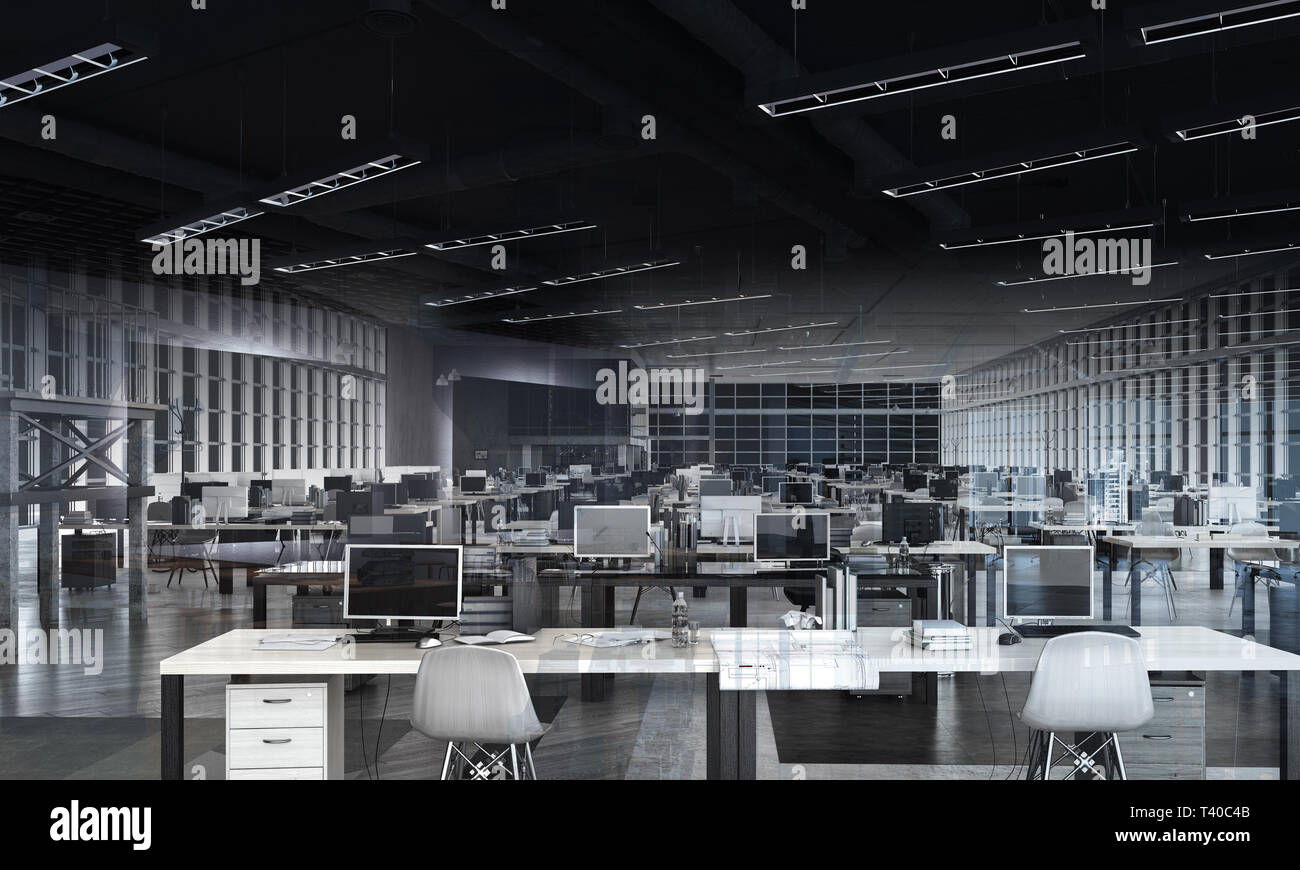 Open space office work place Stock Photo - Alamy