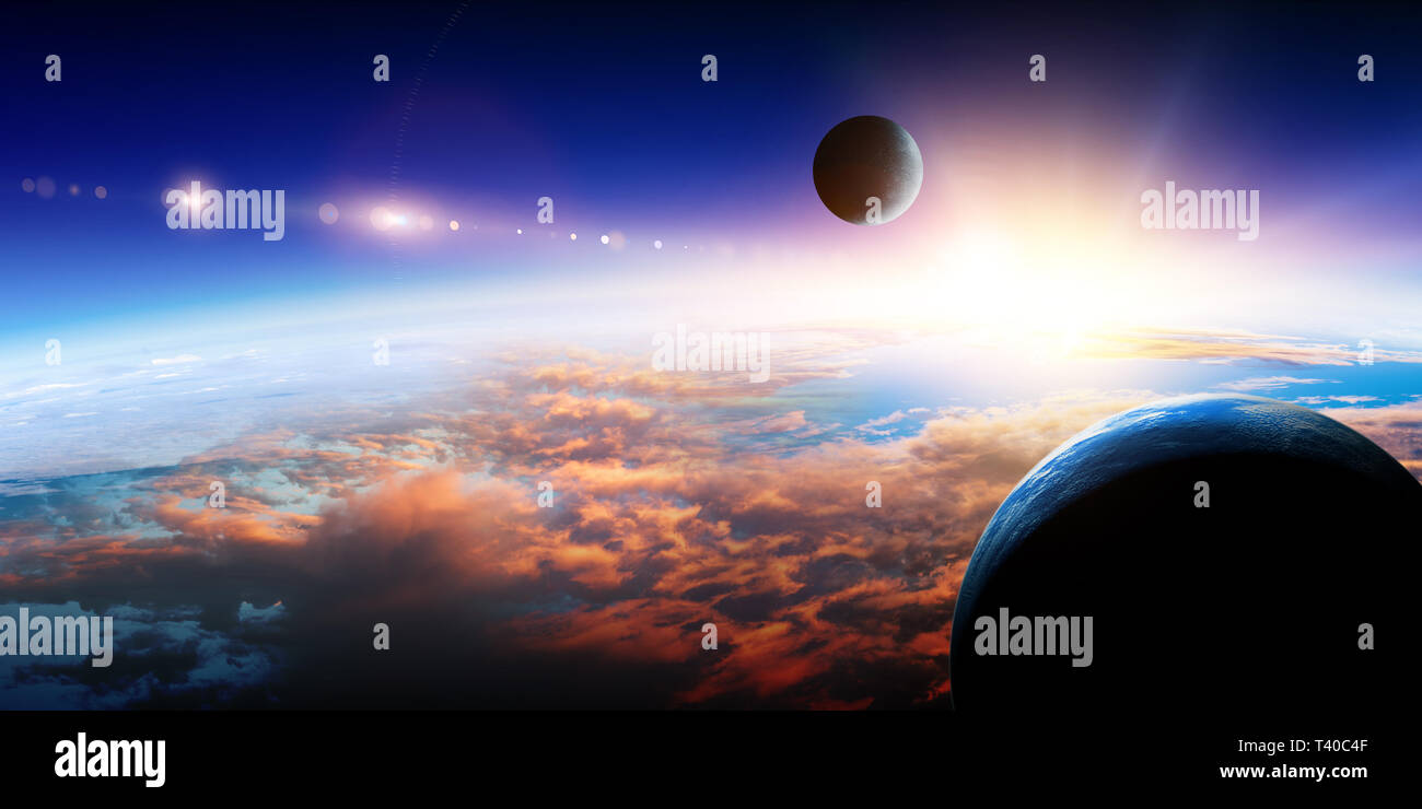 Abstract planets and space background Stock Photo - Alamy