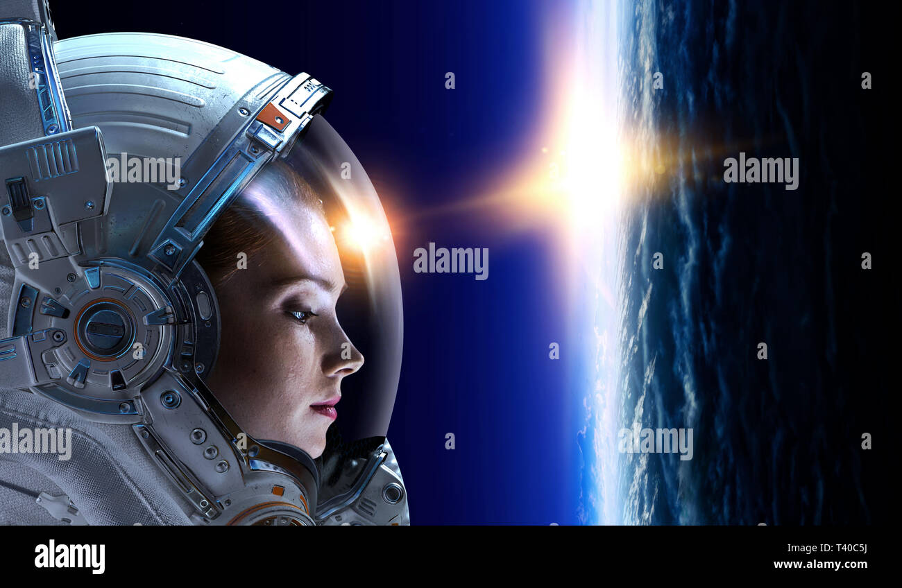 Astronaut and planet, human in space concept Stock Photo - Alamy