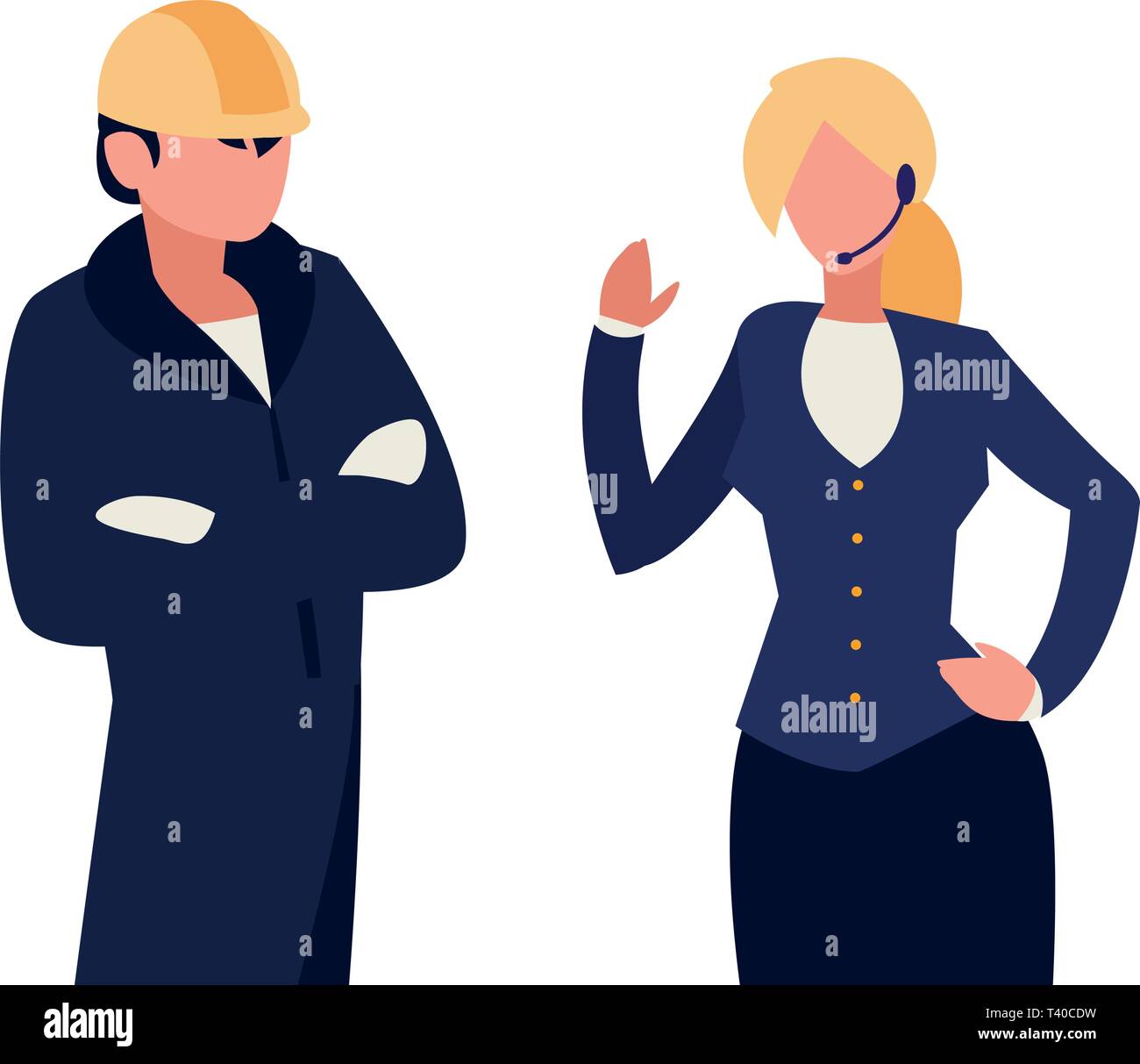 couple of professional workers characters vector illustration design ...