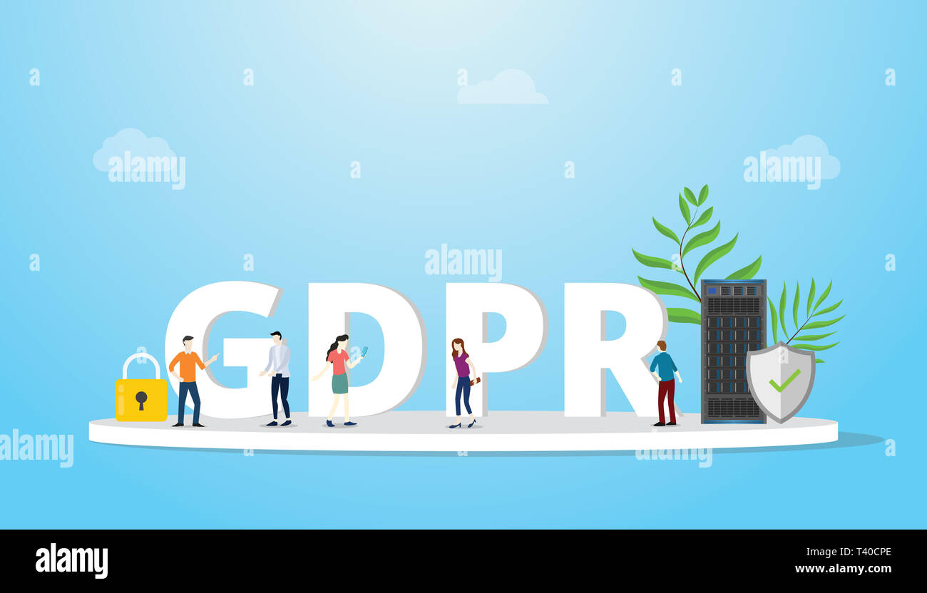 gdpr general data protection regulation concept with big text and team ...
