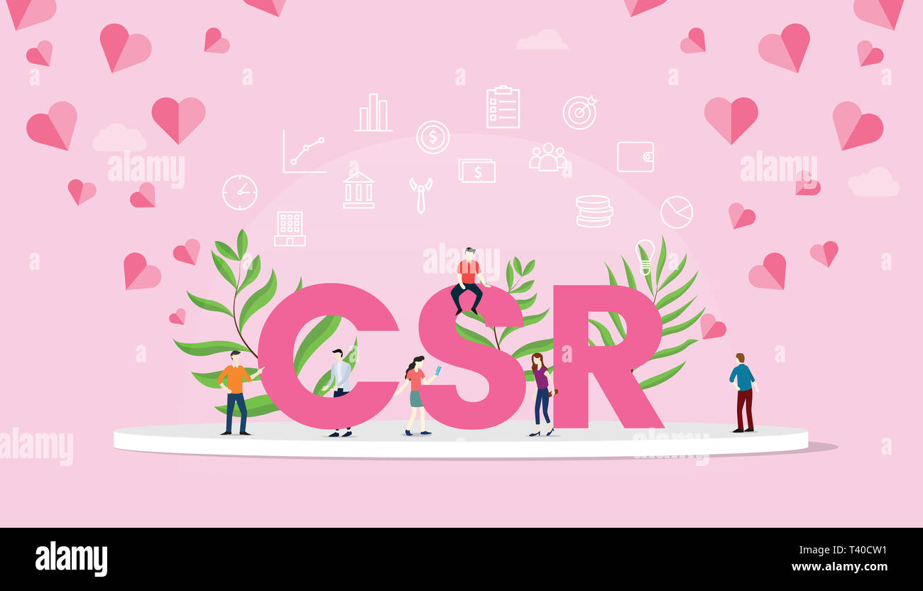 csr corporate social responsibility concept big text with people team ...