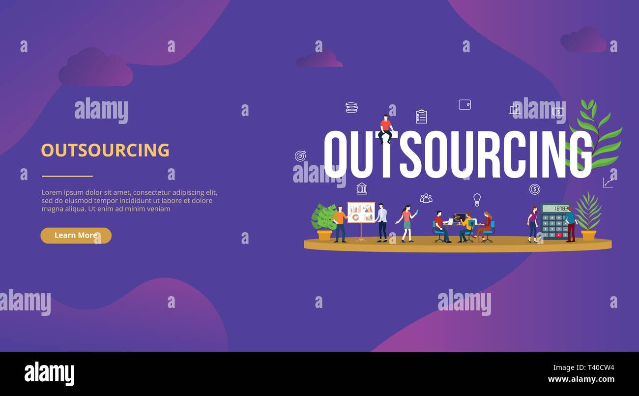 outsourcing business concept big text with people for website template ...
