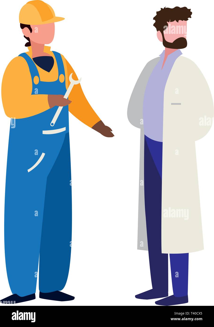couple of professional workers characters vector illustration design ...