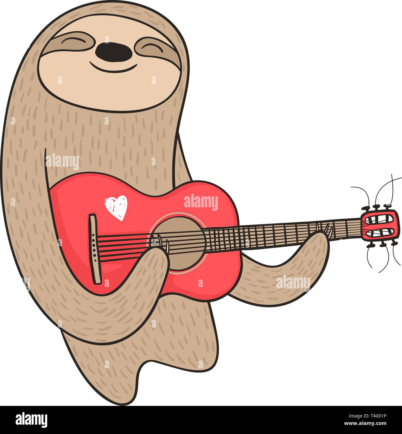 Illustration of a cute sloth playing the guitar Stock Vector Image ...