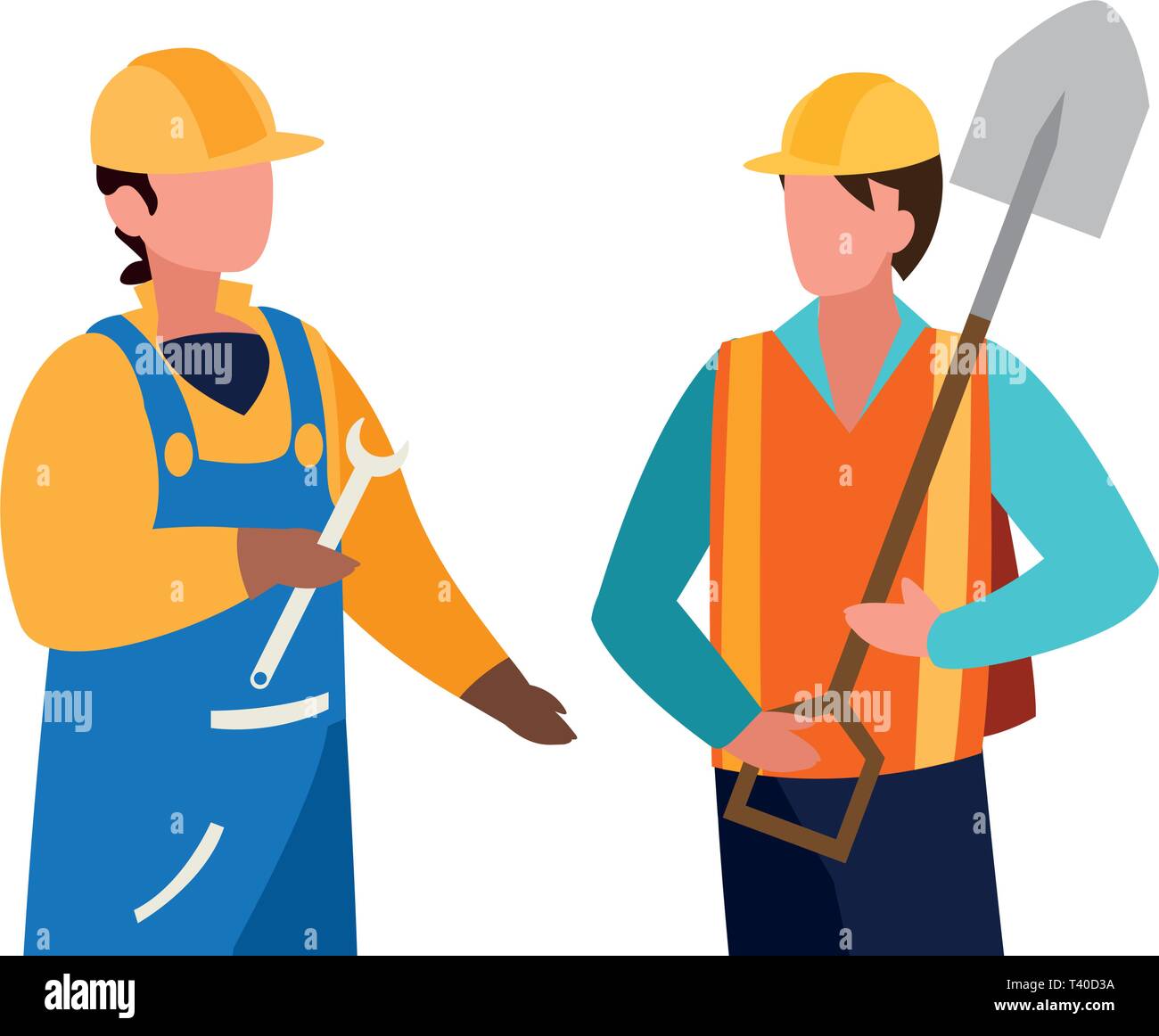 couple of professional workers characters vector illustration design ...