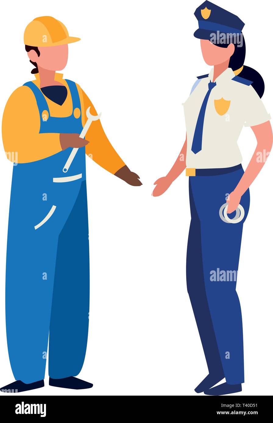 couple of professional workers characters vector illustration design ...