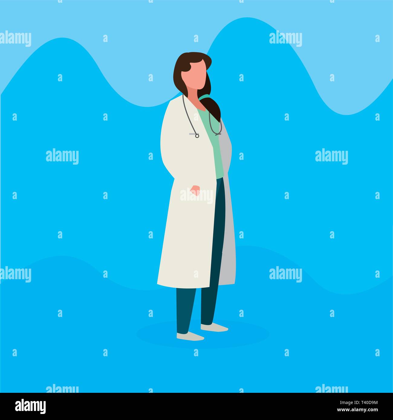 female doctor professional with stethoscope vector illustration design ...