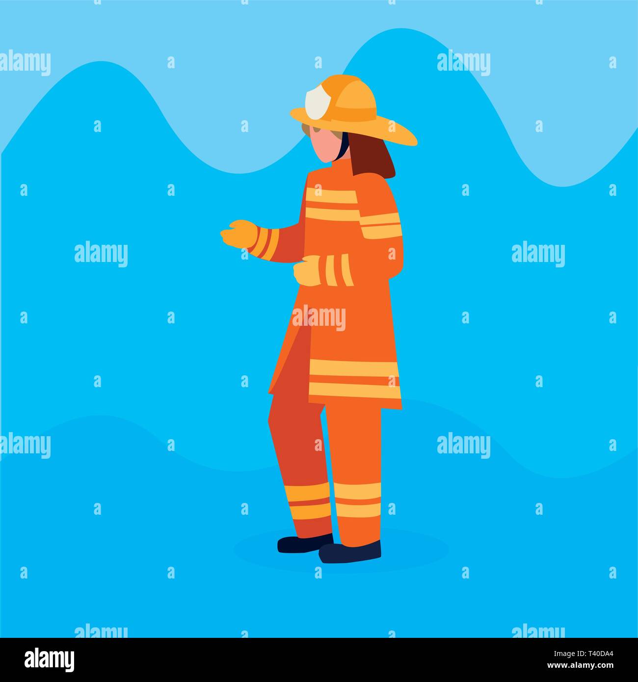 firefighter worker avatar character vector illustration design Stock ...