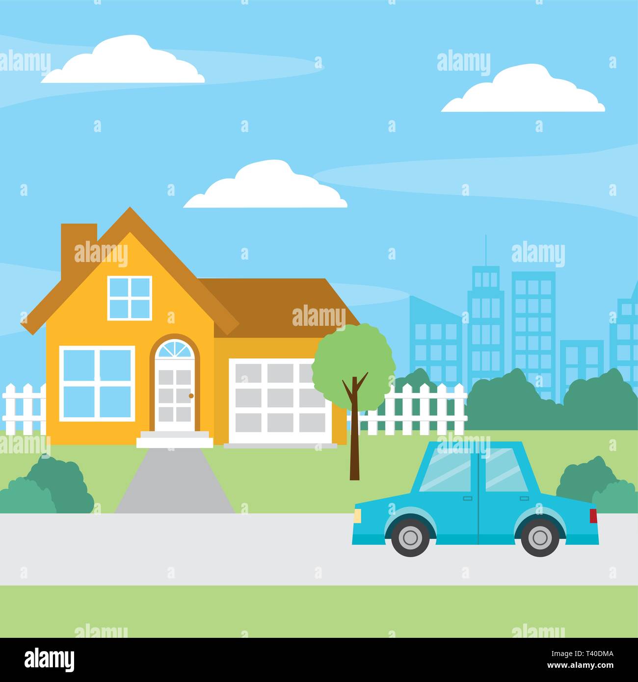 house car street Stock Vector Image & Art - Alamy