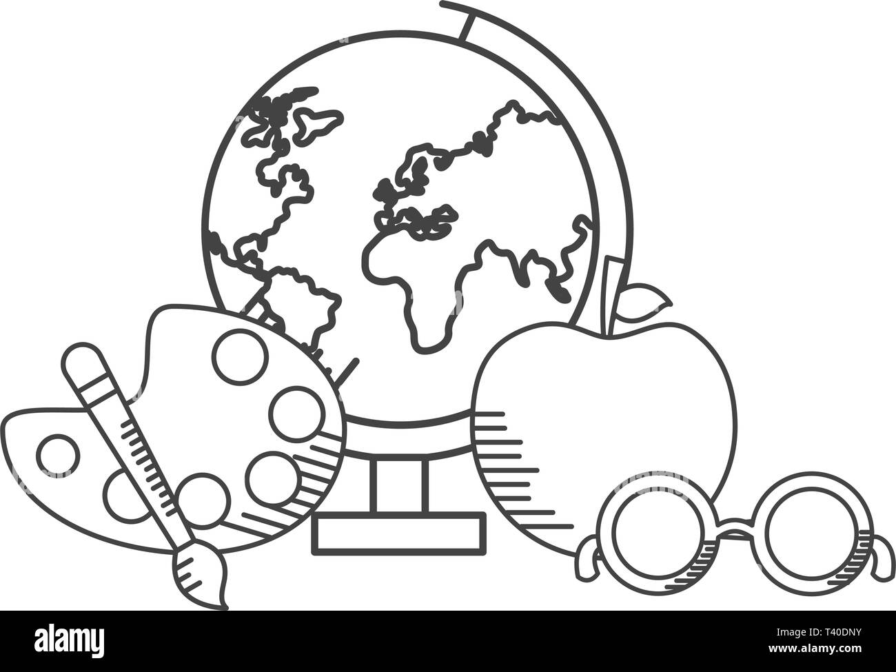 globe map apple art palette school supplies Stock Vector Image & Art ...