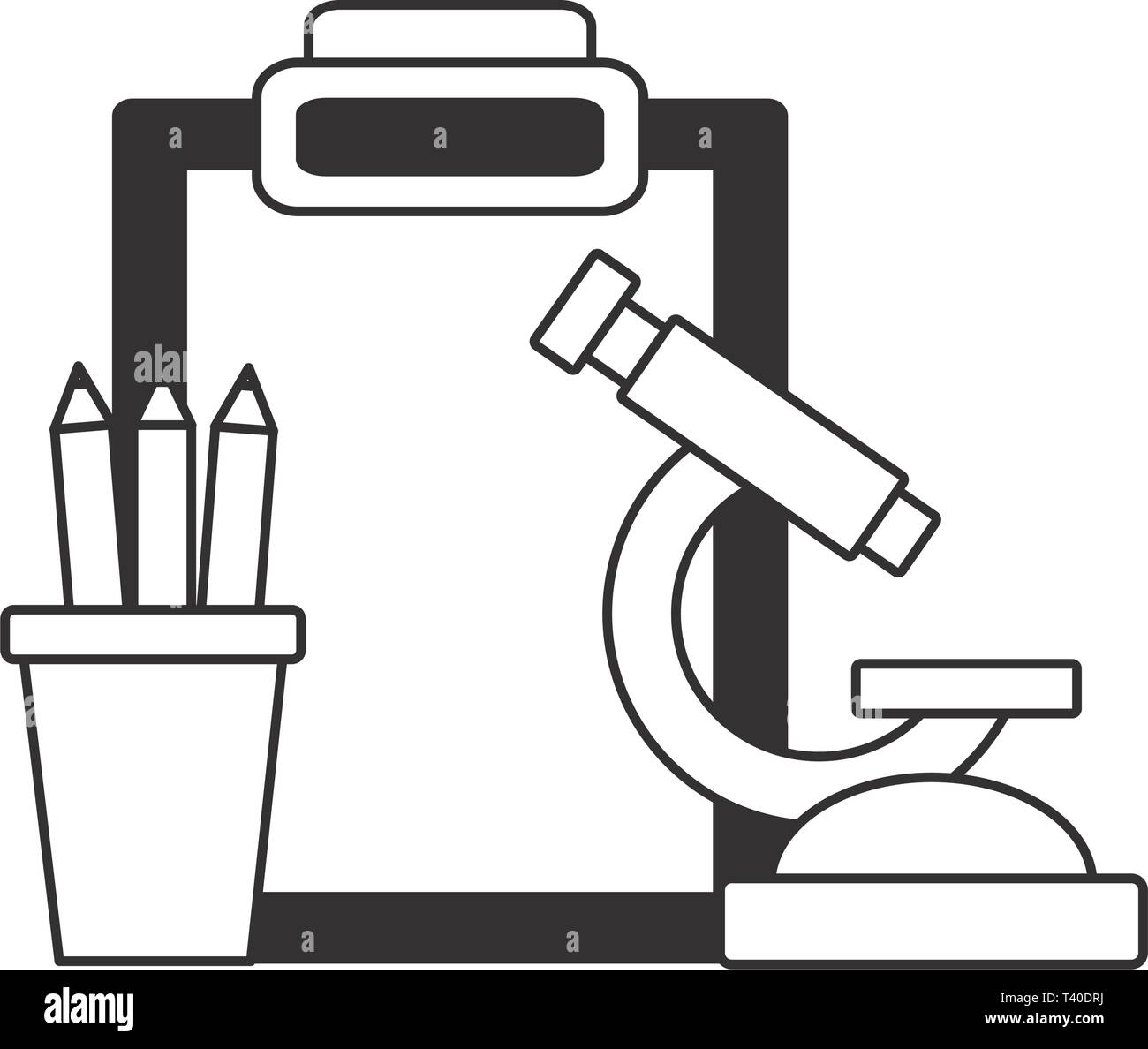 school microscope pencils clipboard Stock Vector Image & Art - Alamy