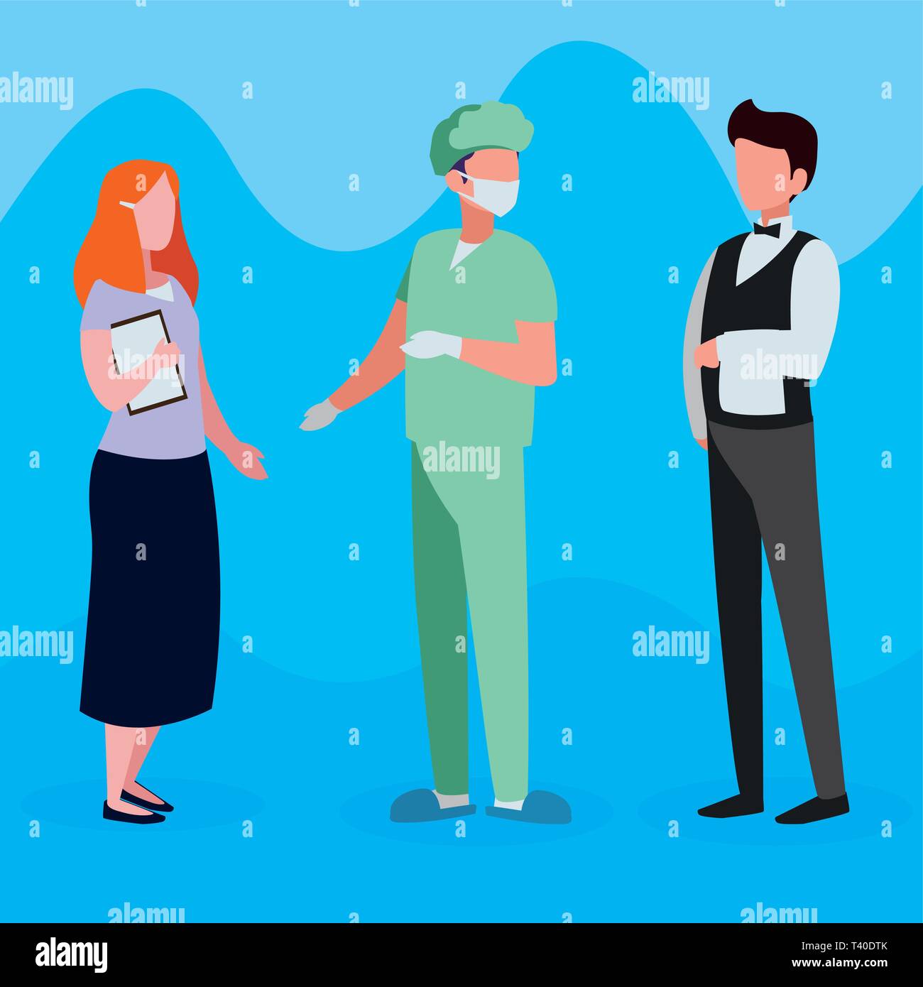 group of professional workers characters vector illustration design ...