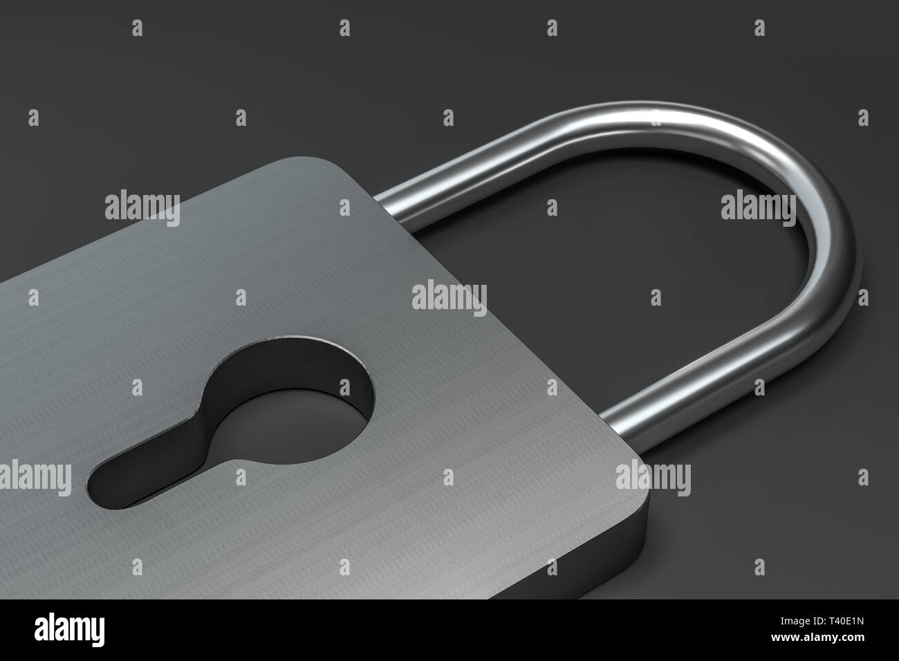 3d rendering, metal lock with digital concept background, computer ...