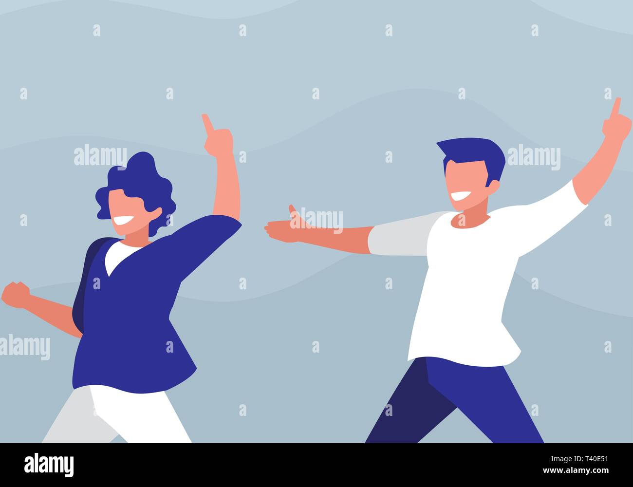 young dancers couple disco style characters vector illustration design ...