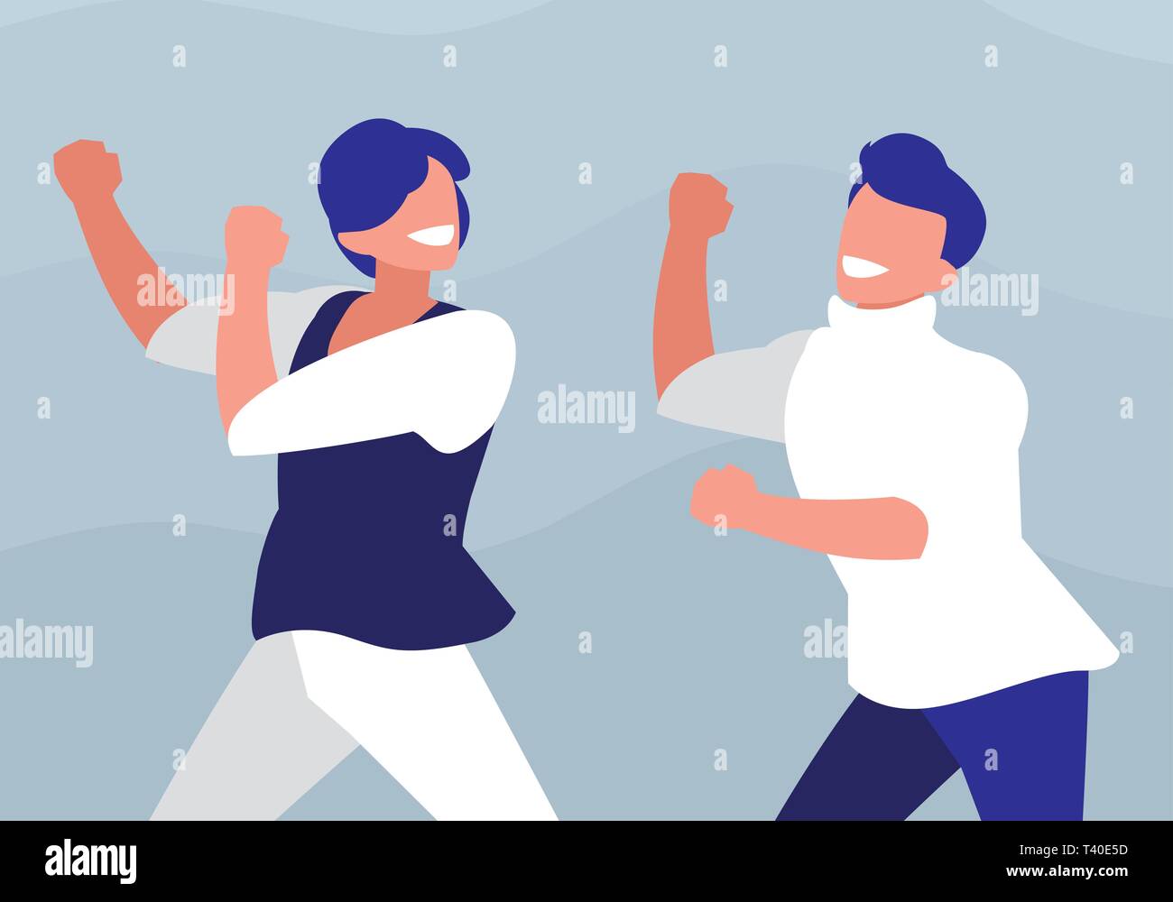 young dancers couple disco style characters vector illustration design ...
