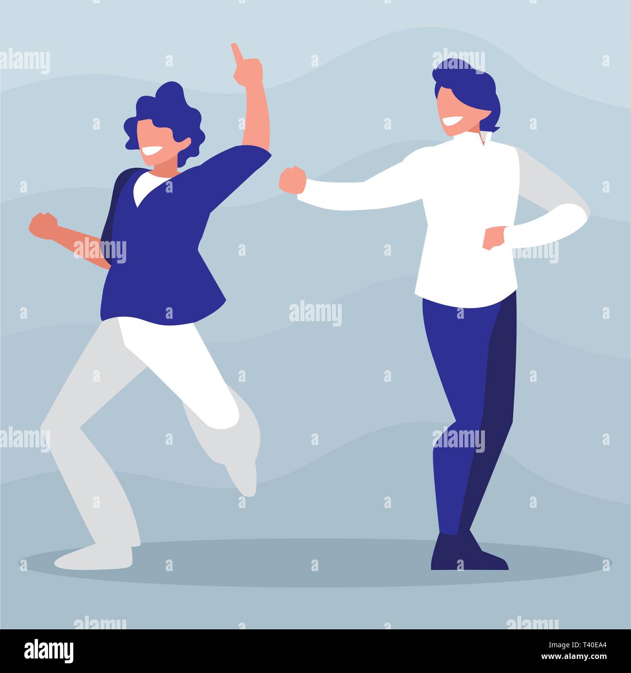 young dancers couple disco style characters vector illustration design ...