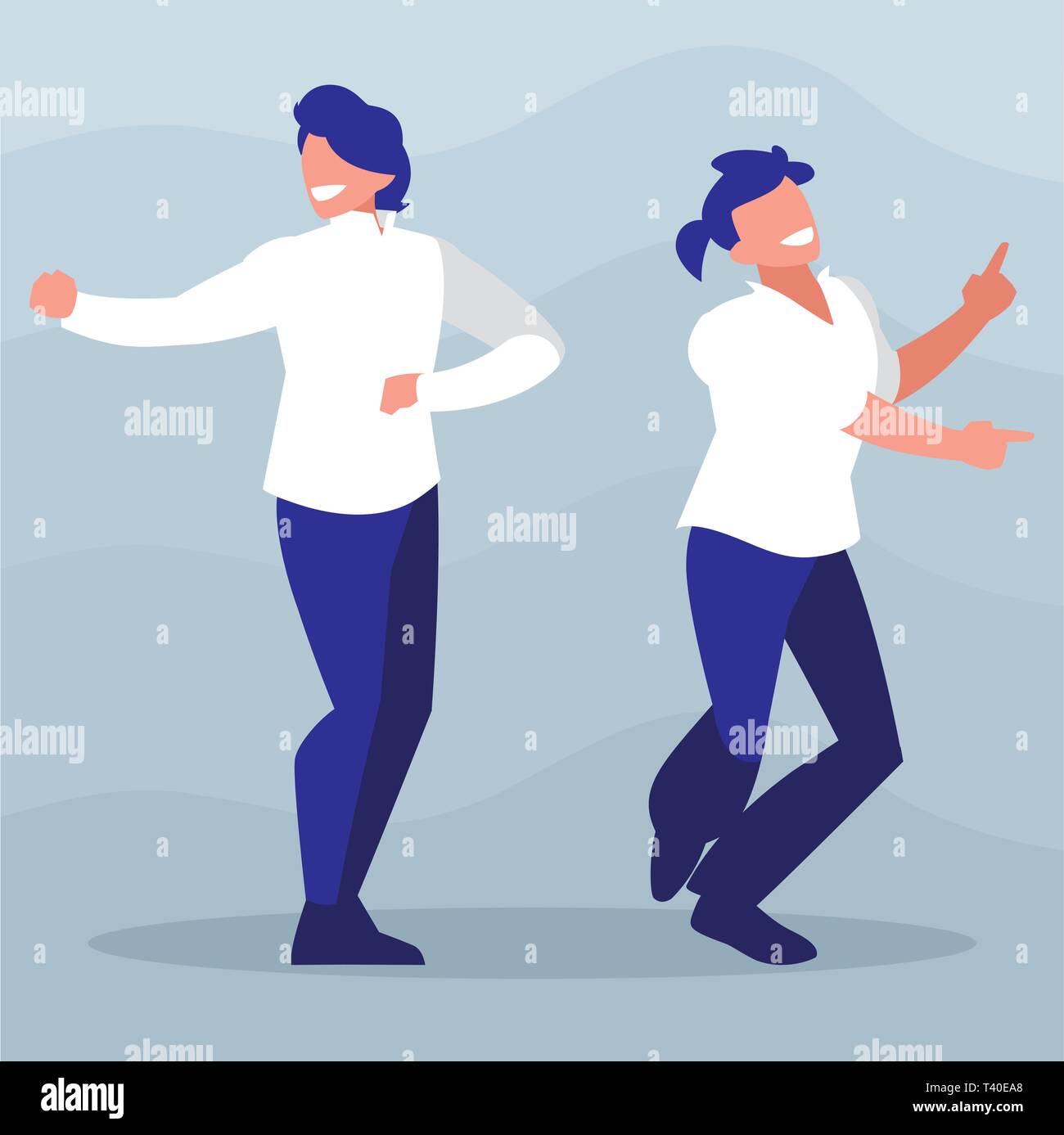young dancers couple disco style characters vector illustration design ...