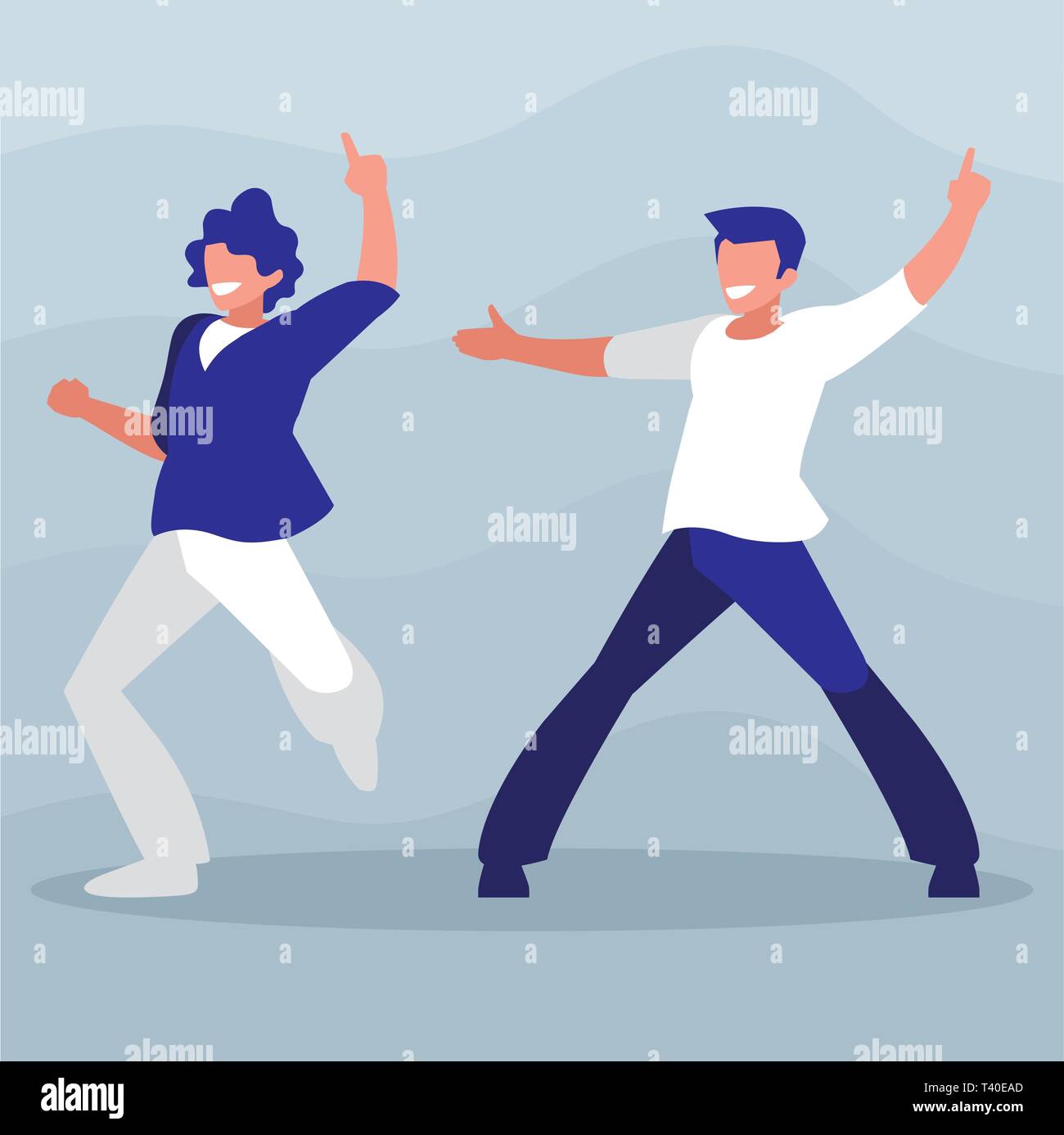 young dancers couple disco style characters vector illustration design ...