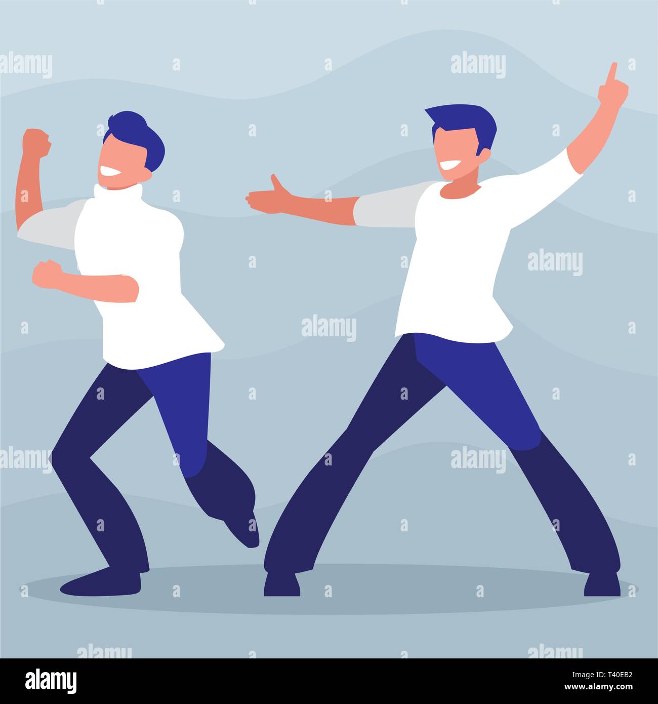 young dancers couple disco style characters vector illustration design ...
