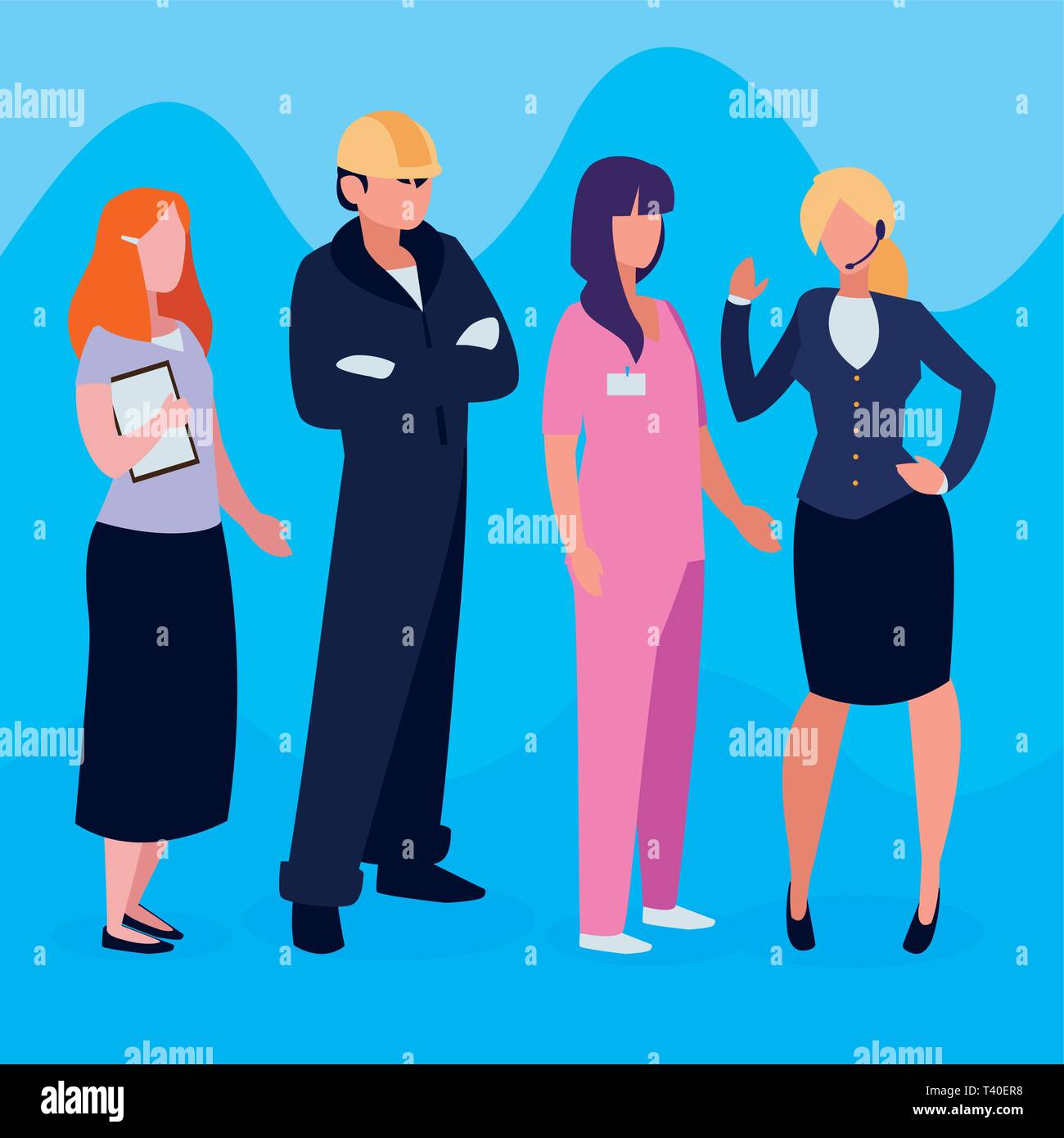 group of professional workers characters vector illustration design ...