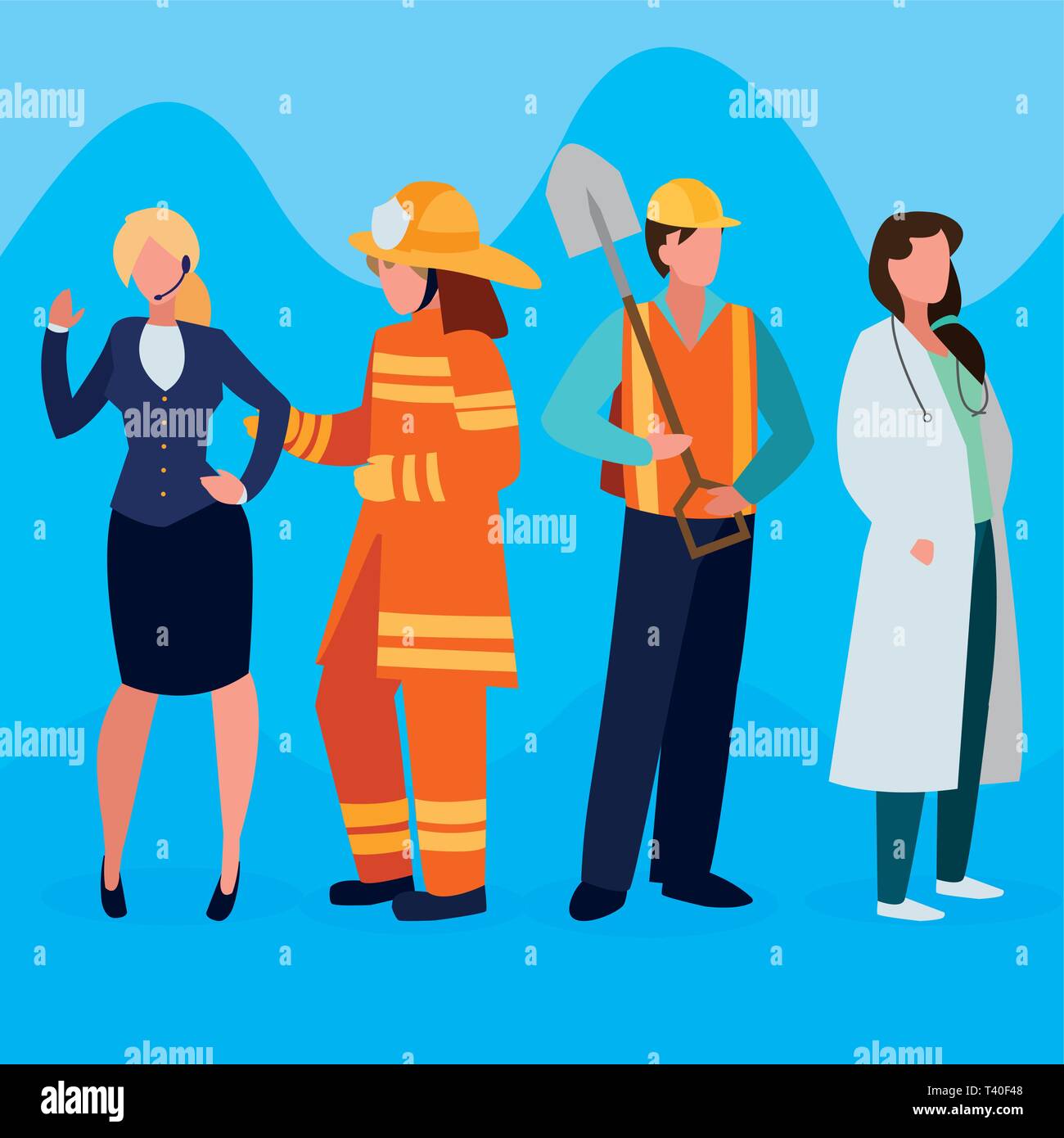 group of professional workers characters vector illustration design ...
