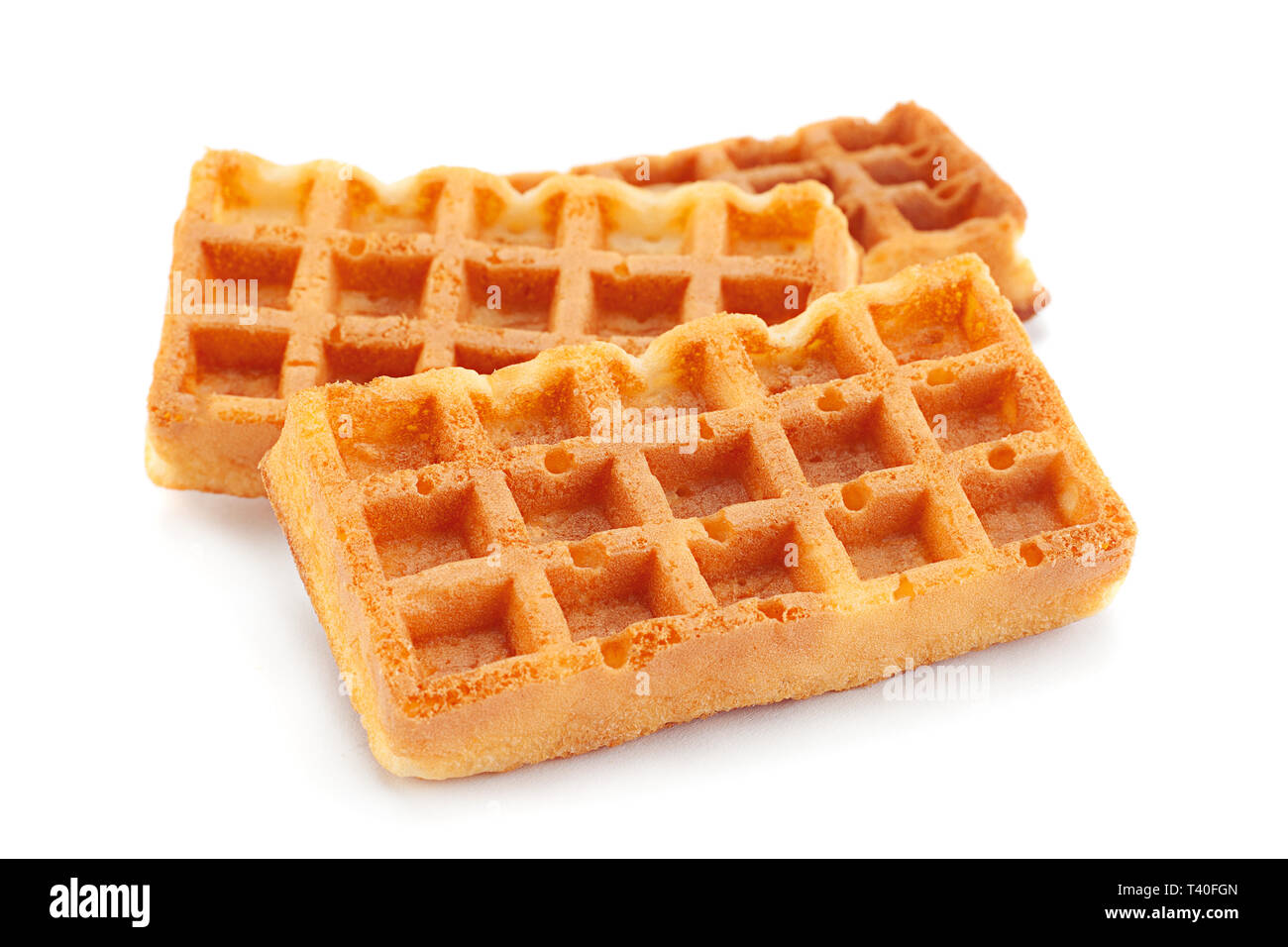 Belgian wafer closeup isolated on white background Stock Photo - Alamy