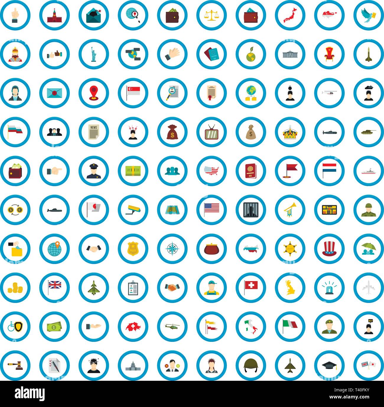 100 state icons set, flat style Stock Vector Image & Art - Alamy