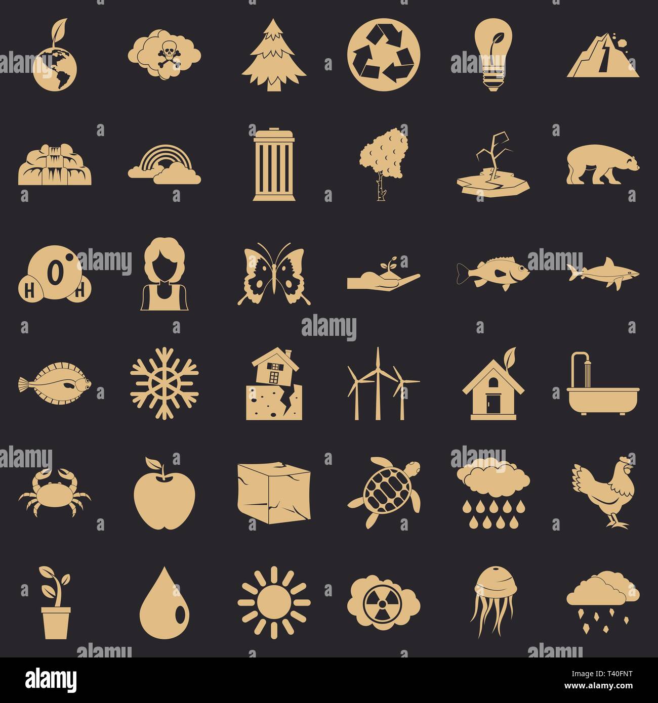 Animal of earth icons set, simple style Stock Vector Image & Art - Alamy