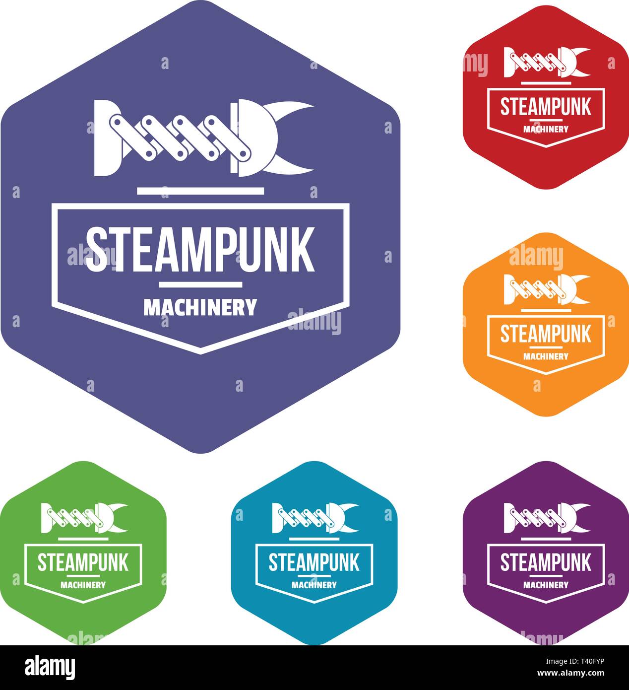 Steampunk machinery icons vector hexahedron Stock Vector Image & Art ...
