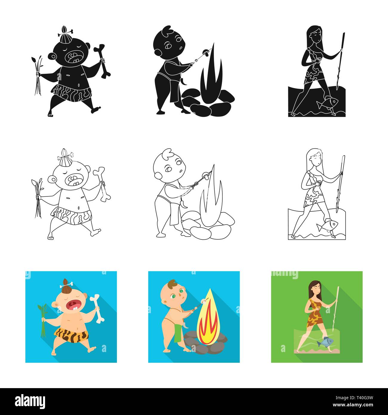 Vector design of evolution and prehistory logo. Set of evolution and ...