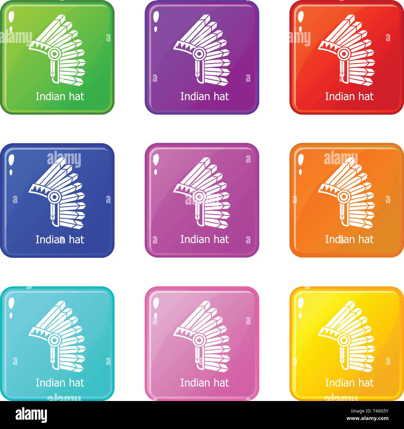 Indian hat icons set 9 color collection Stock Vector Image & Art - Alamy