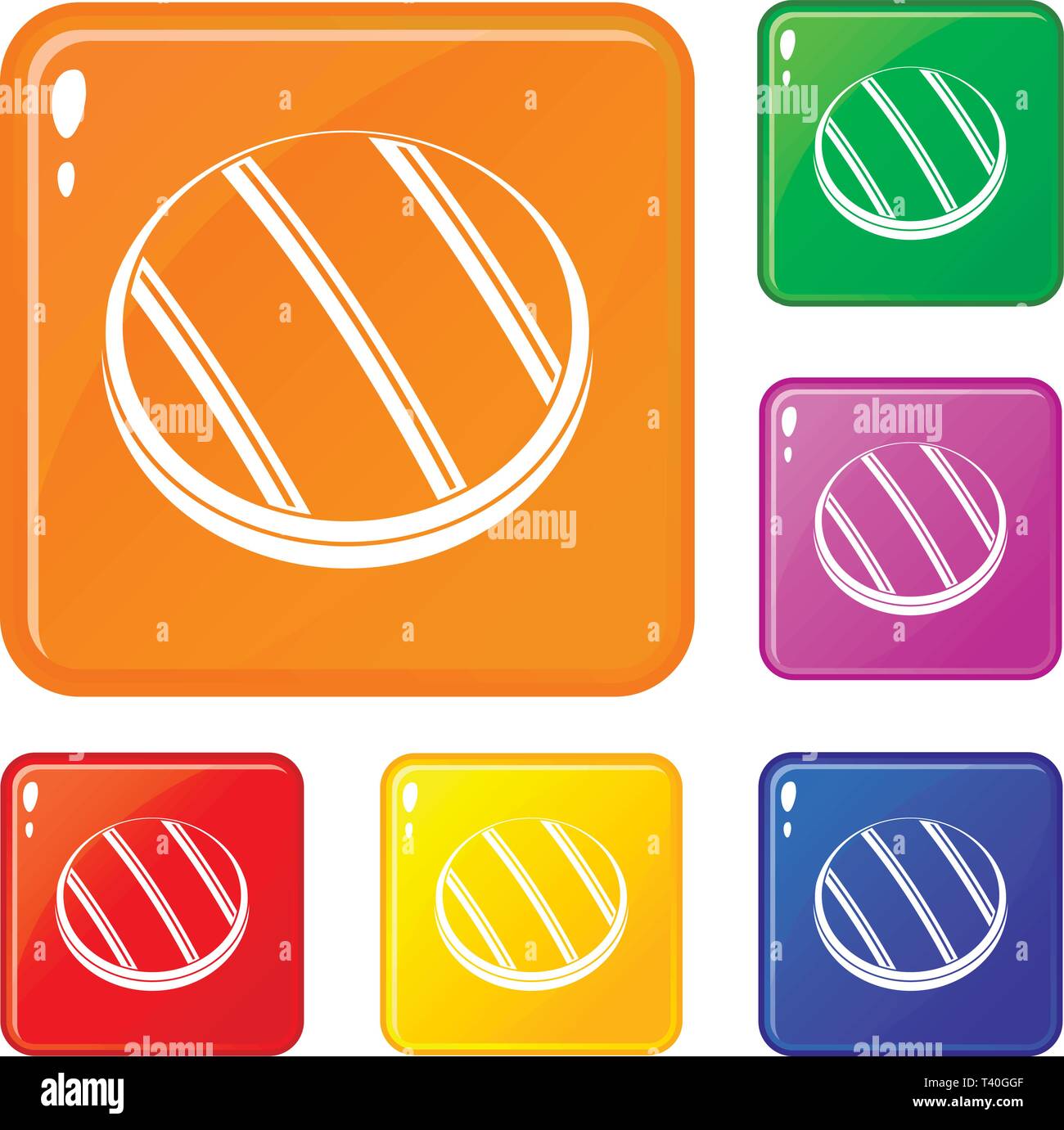 Grilled round beef steak icons set vector color Stock Vector Image ...