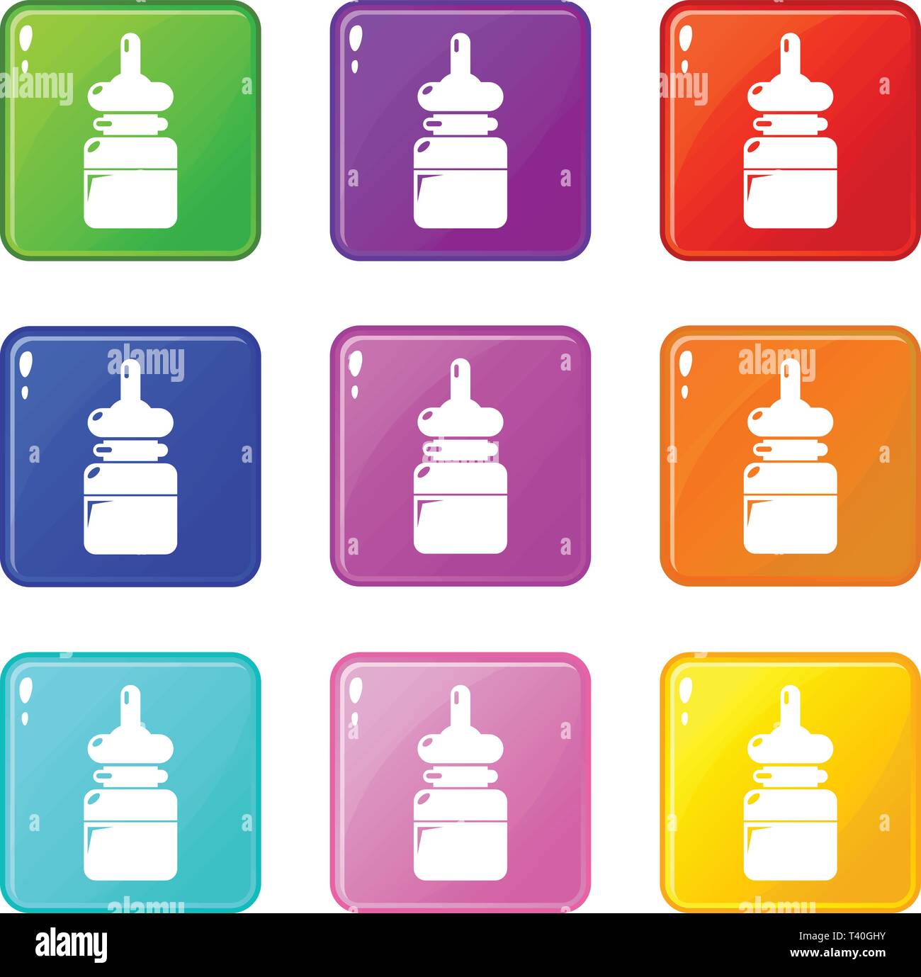 Baby bottle icons set 9 color collection Stock Vector Image & Art - Alamy