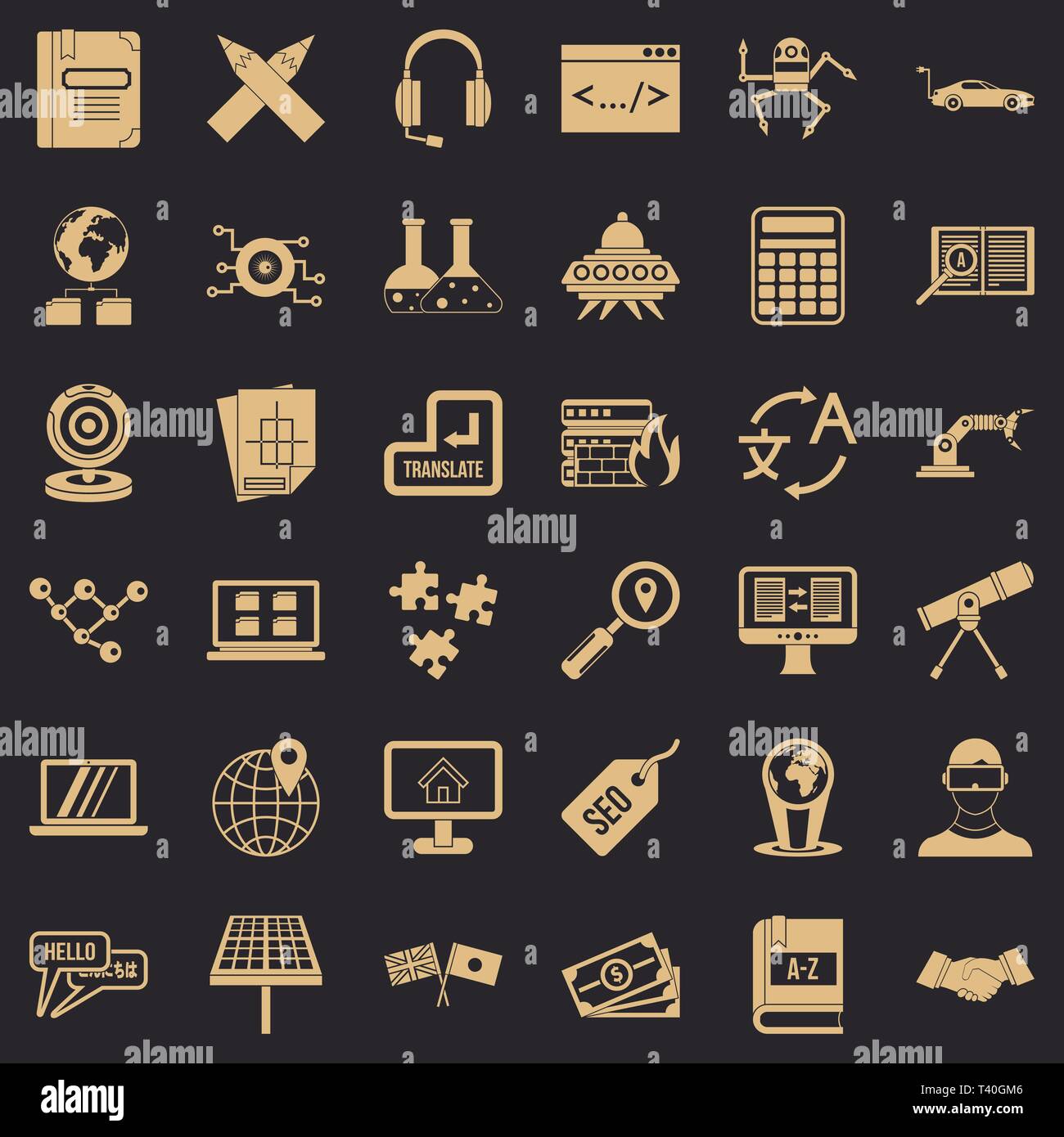 Learning technology icons set, simple style Stock Vector Image & Art ...