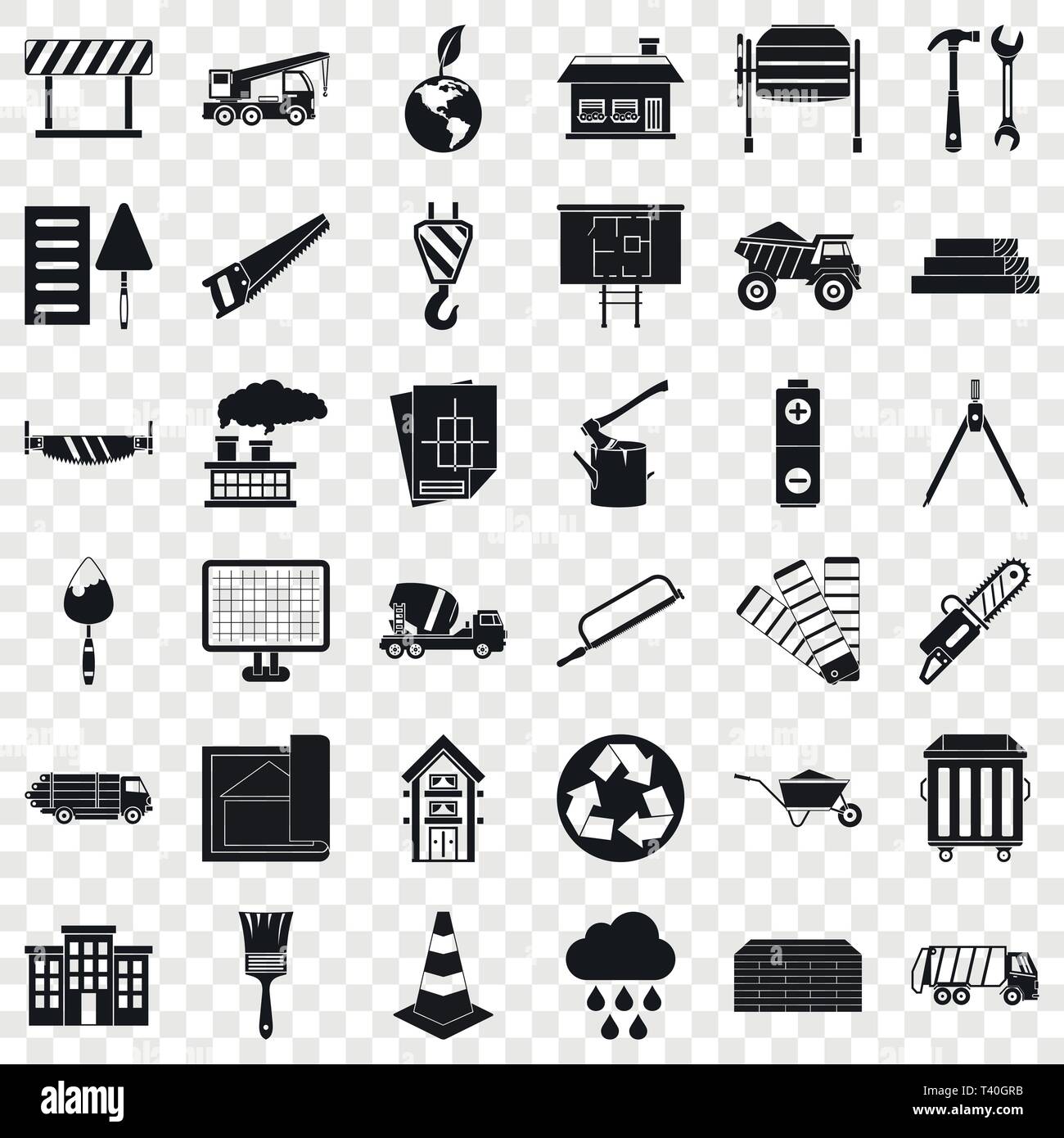 Construction place icons set, simple style Stock Vector Image & Art - Alamy
