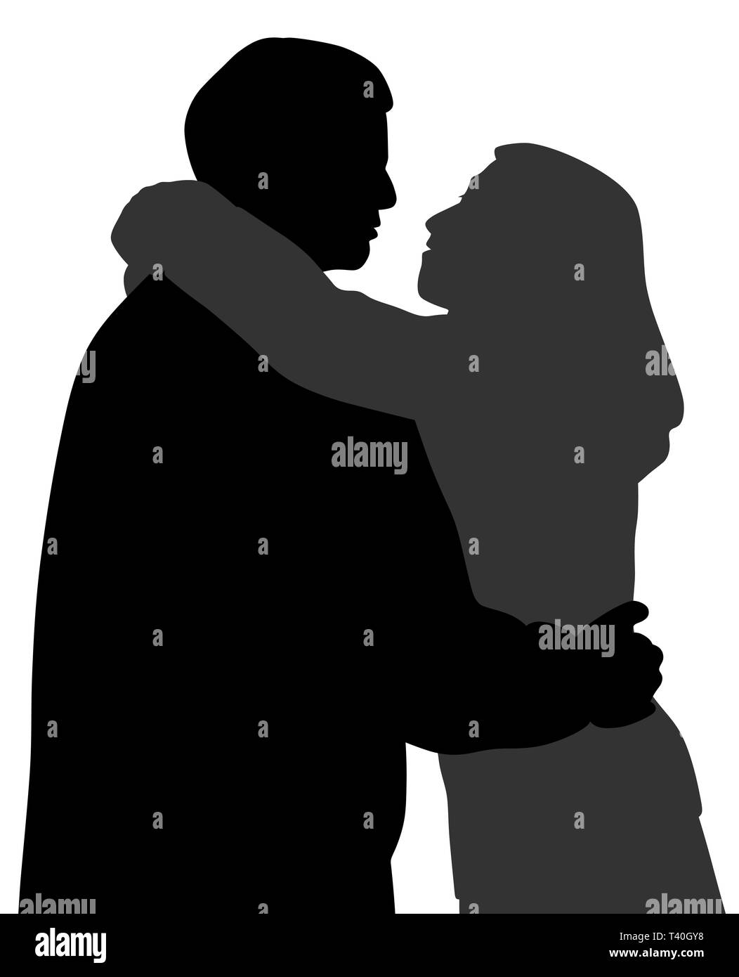 Teenage couple talking silhouette hi-res stock photography and images ...