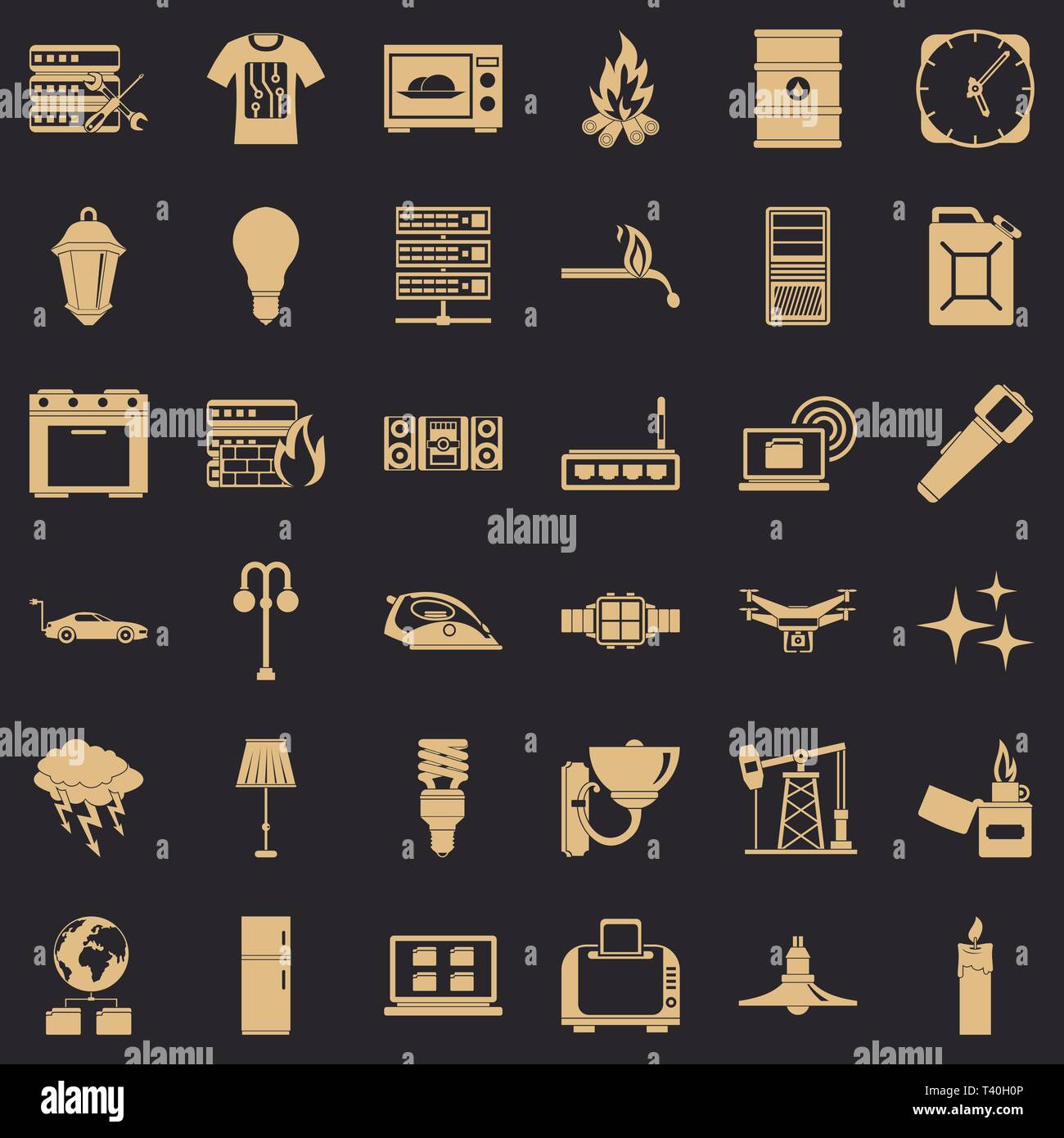 Electricity server icons set, simple style Stock Vector Image & Art - Alamy