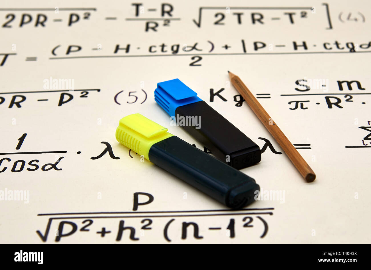 Mathematical background, handwritten formulas points. White black Stock ...