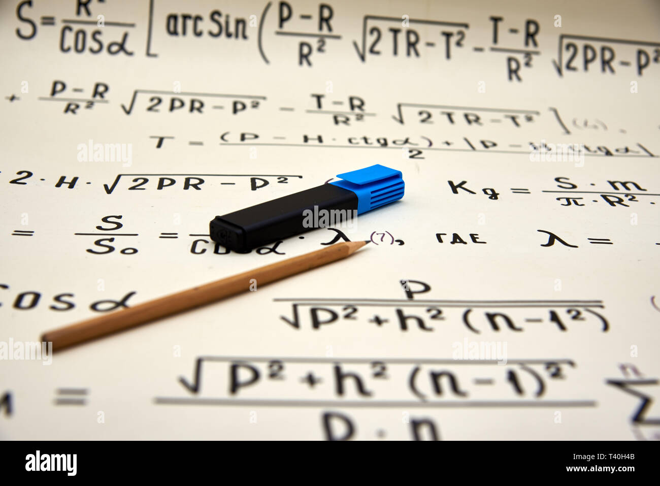 Mathematical background, handwritten formulas points. White black Stock ...