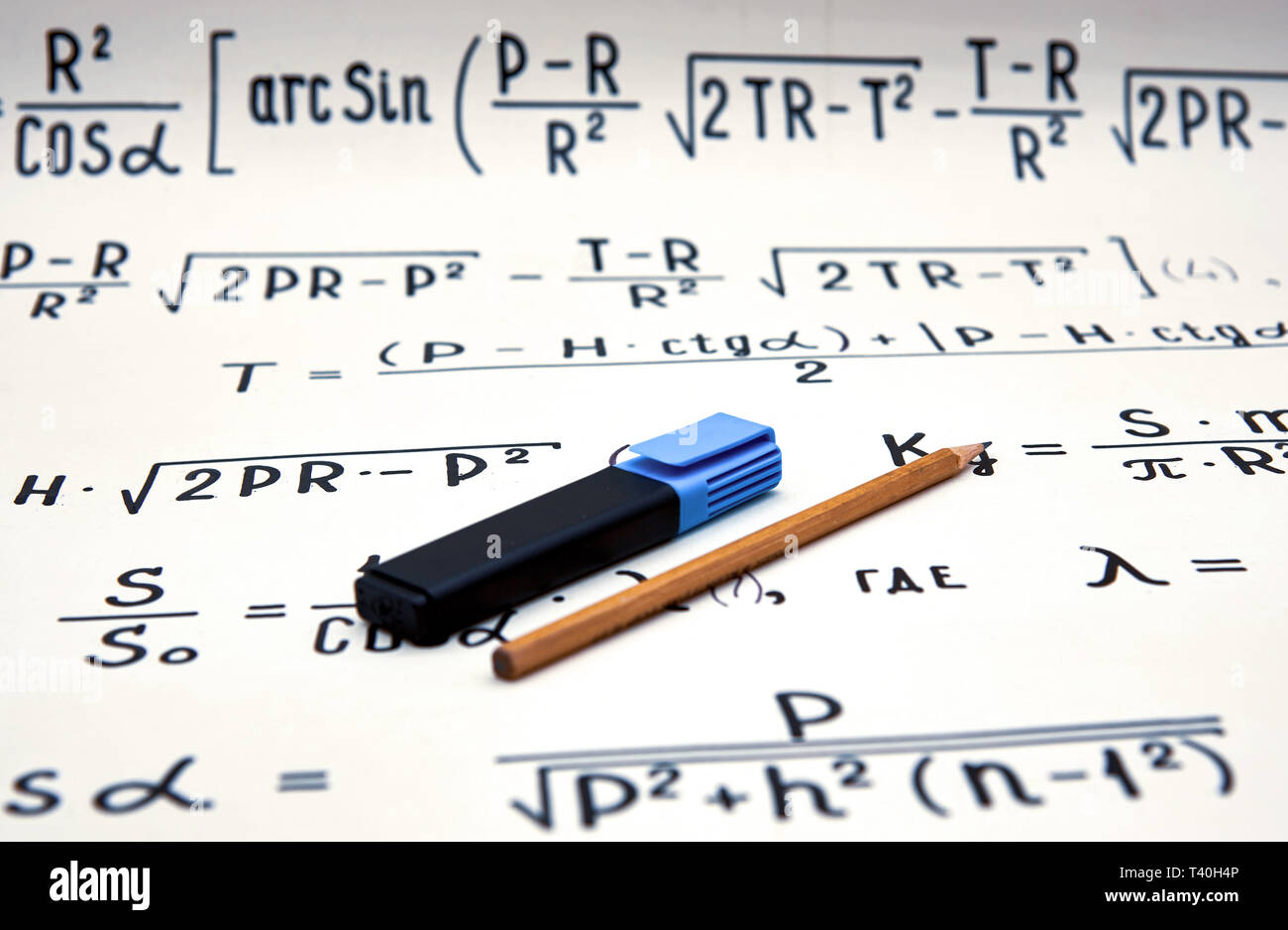 Mathematical background, handwritten formulas points. White black Stock ...