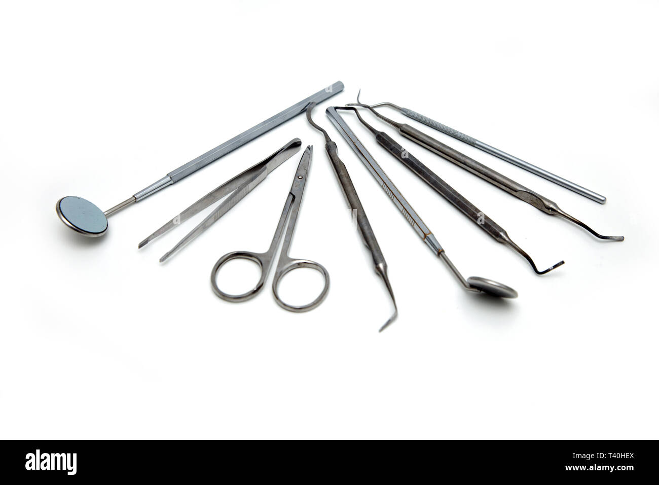 Dental equipment and instruments are on a white table Stock Photo - Alamy